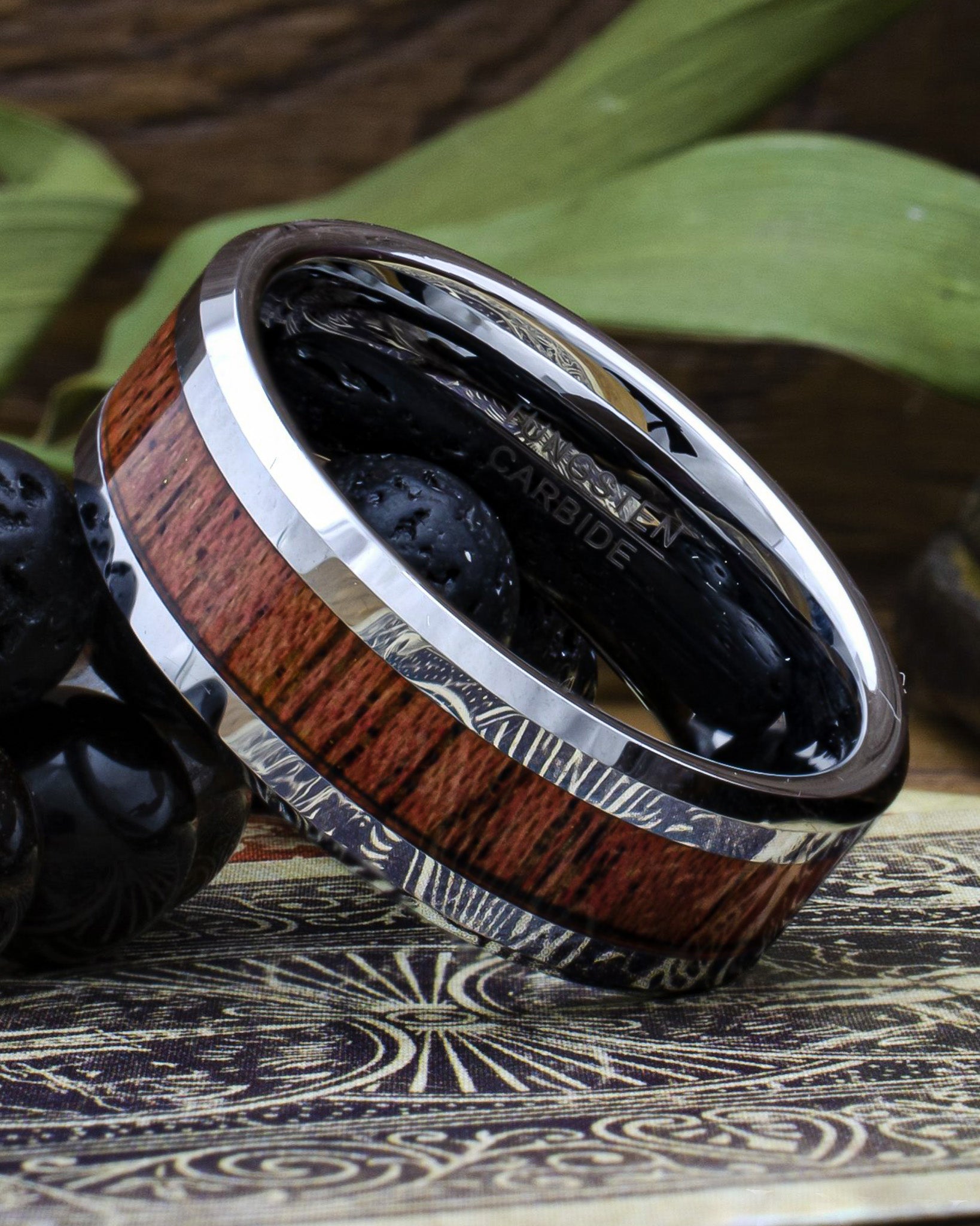 LYXERY - WOODRing BARREL - HEAVY STONE Ring MEN